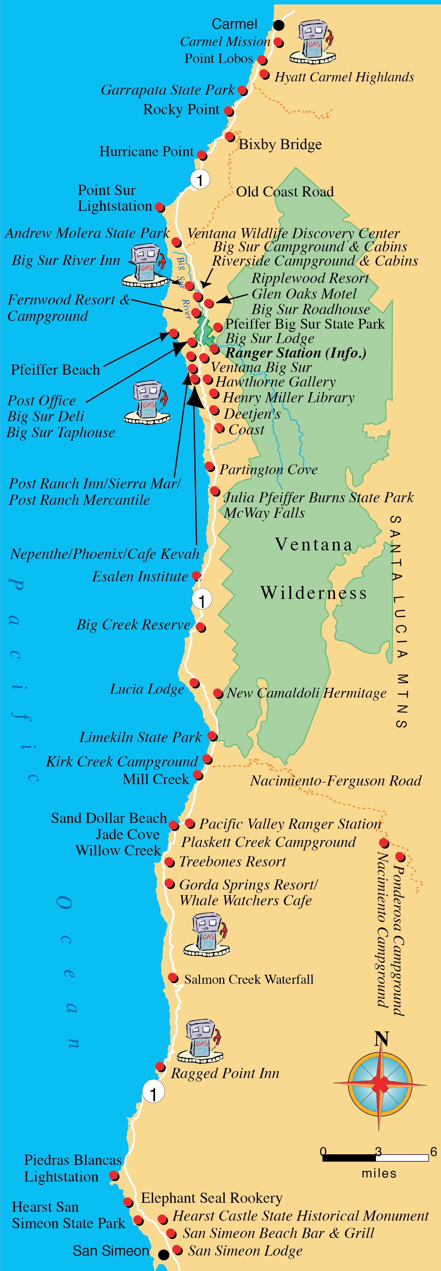 Maps, Directions & Transportation to Big Sur California (Big Sur Chamber of Commerce)